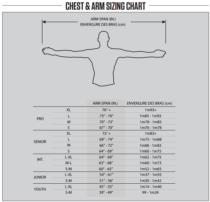 24-25 Chest & Arm Sizing Chart – Warrior